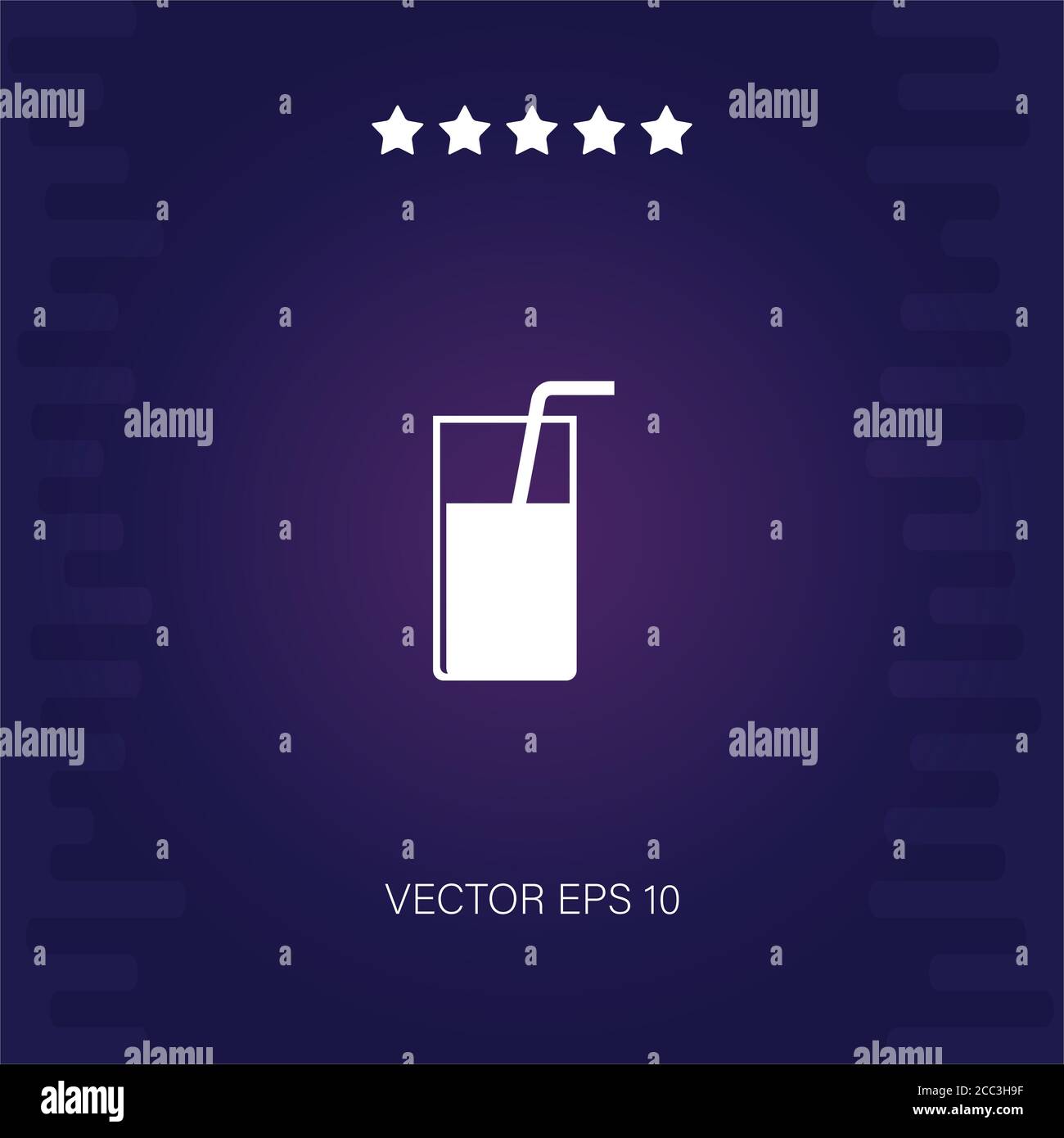glass transparent with drink and straw vector icon modern illustration ...
