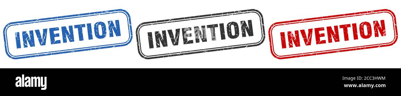 invention square isolated sign set. invention stamp Stock Vector Image ...