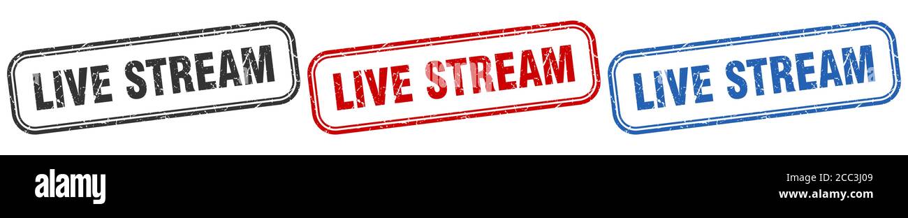live stream square isolated sign set. live stream stamp Stock Vector ...