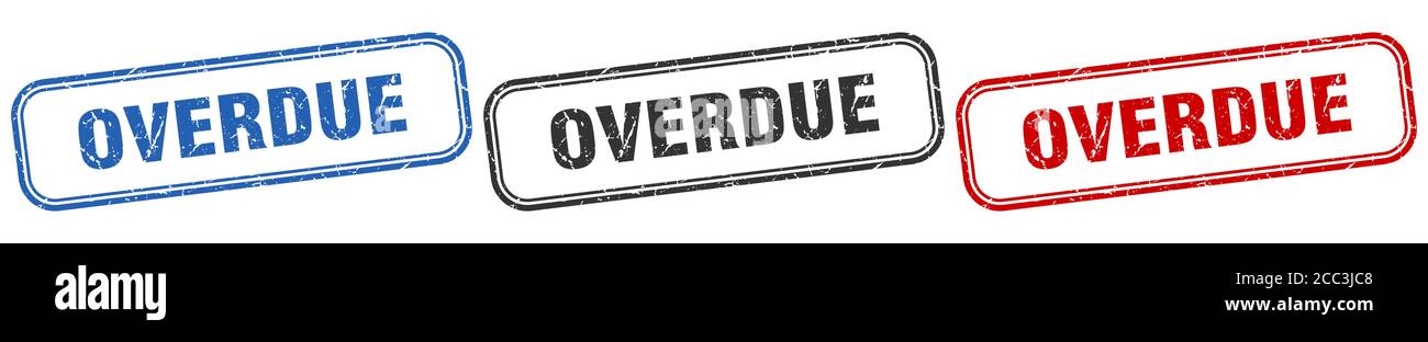 overdue square isolated sign set. overdue stamp Stock Vector Image ...