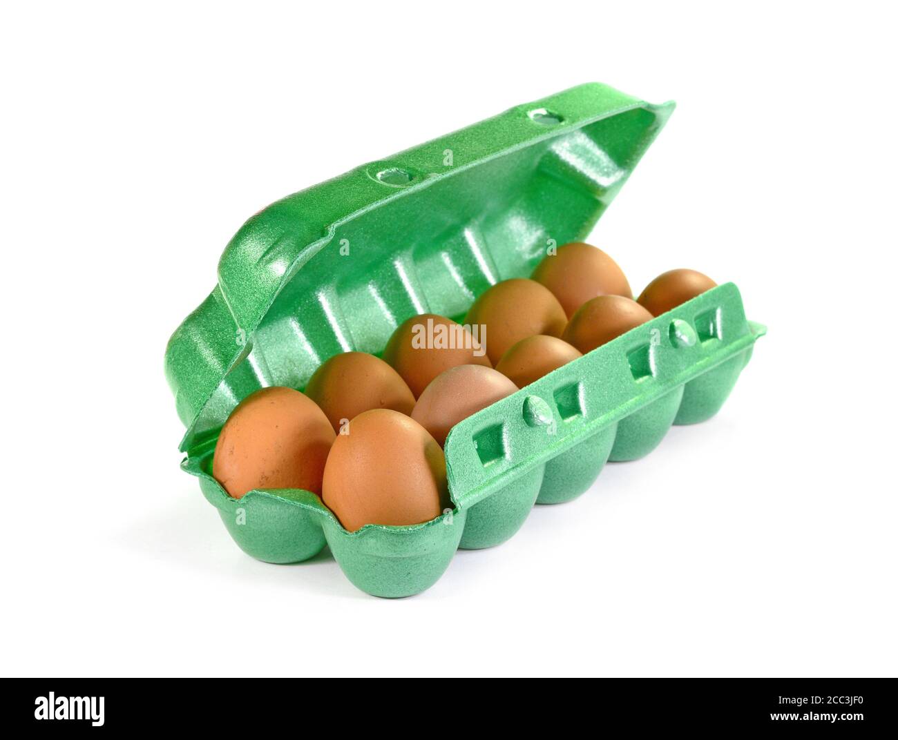 Ten brown eggs in a package Stock Photo - Alamy