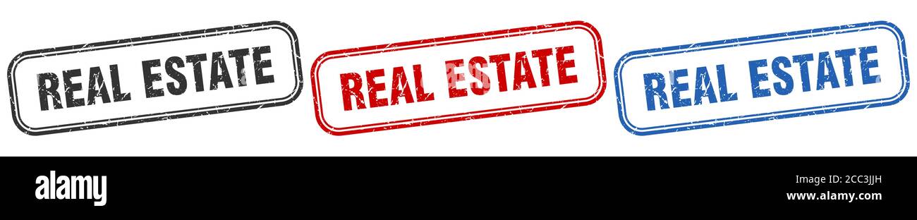 real estate square isolated sign set. real estate stamp Stock Vector ...