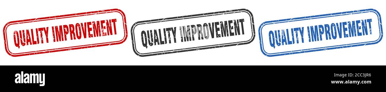 quality improvement square isolated sign set. quality improvement stamp ...
