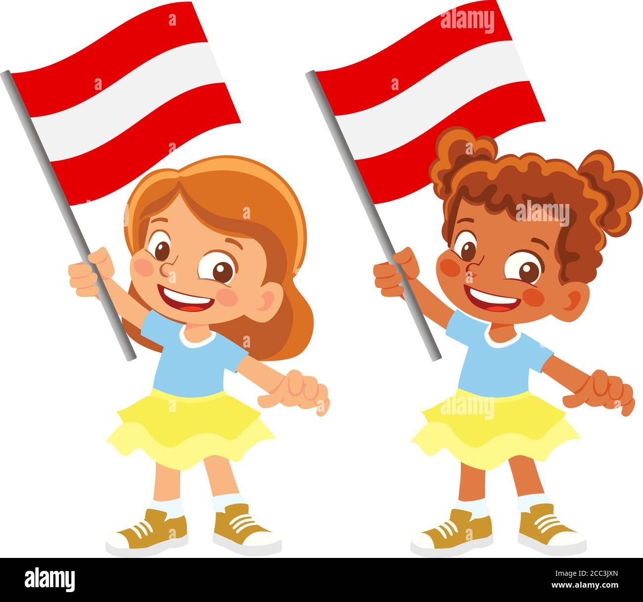 Austria flag in hand. Children holding flag. National flag of Austria ...