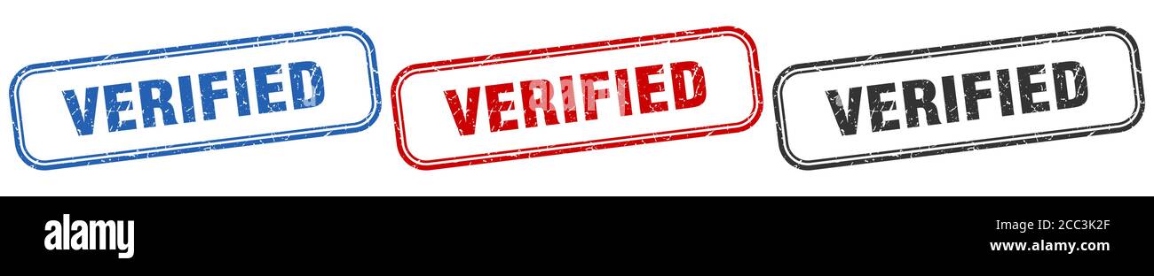verified square isolated sign set. verified stamp Stock Vector Image ...