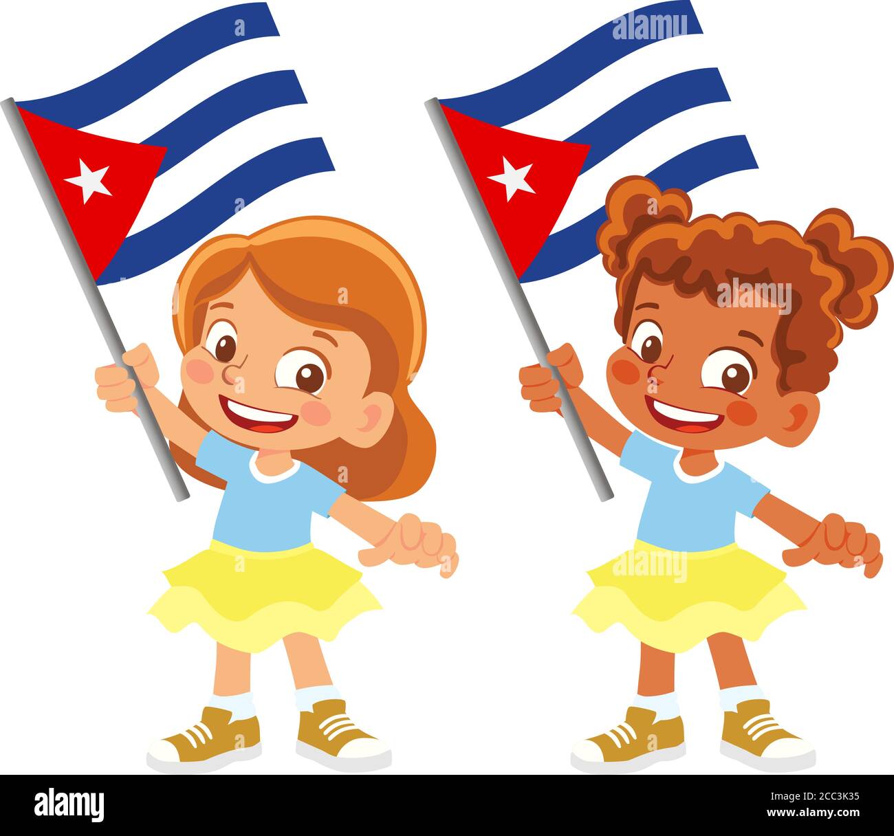 Cuba flag in hand. Children holding flag. National flag of Cuba vector ...