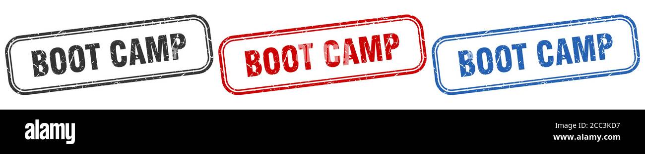 boot camp square isolated sign set. boot camp stamp Stock Vector Image ...