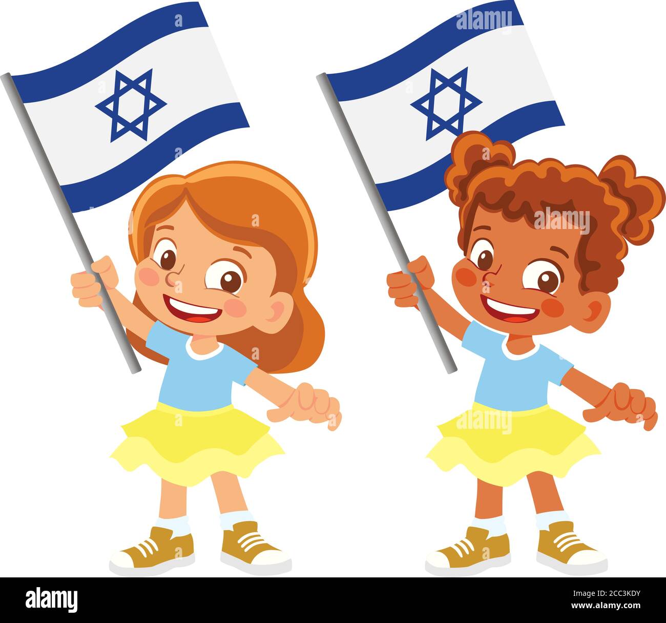 Israel flag in hand. Children holding flag. National flag of Israel ...