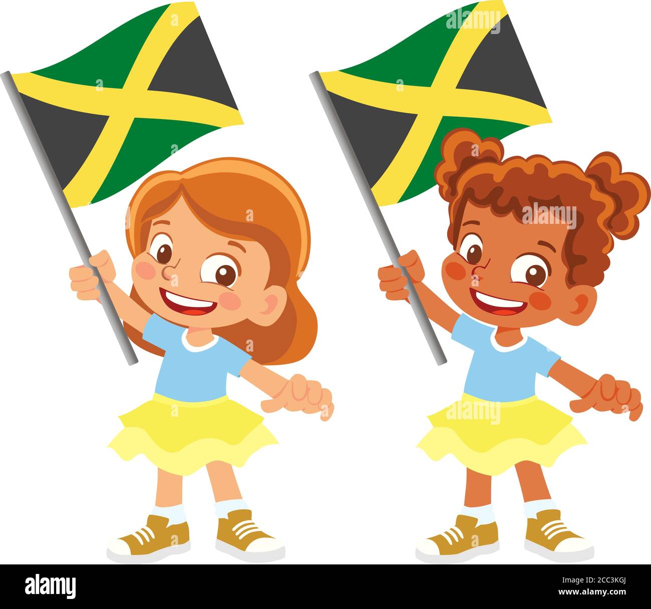 Jamaica flag in hand. Children holding flag. National flag of Jamaica ...