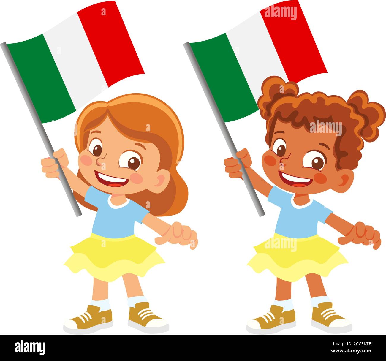 Italy flag in hand. Children holding flag. National flag of Italy ...