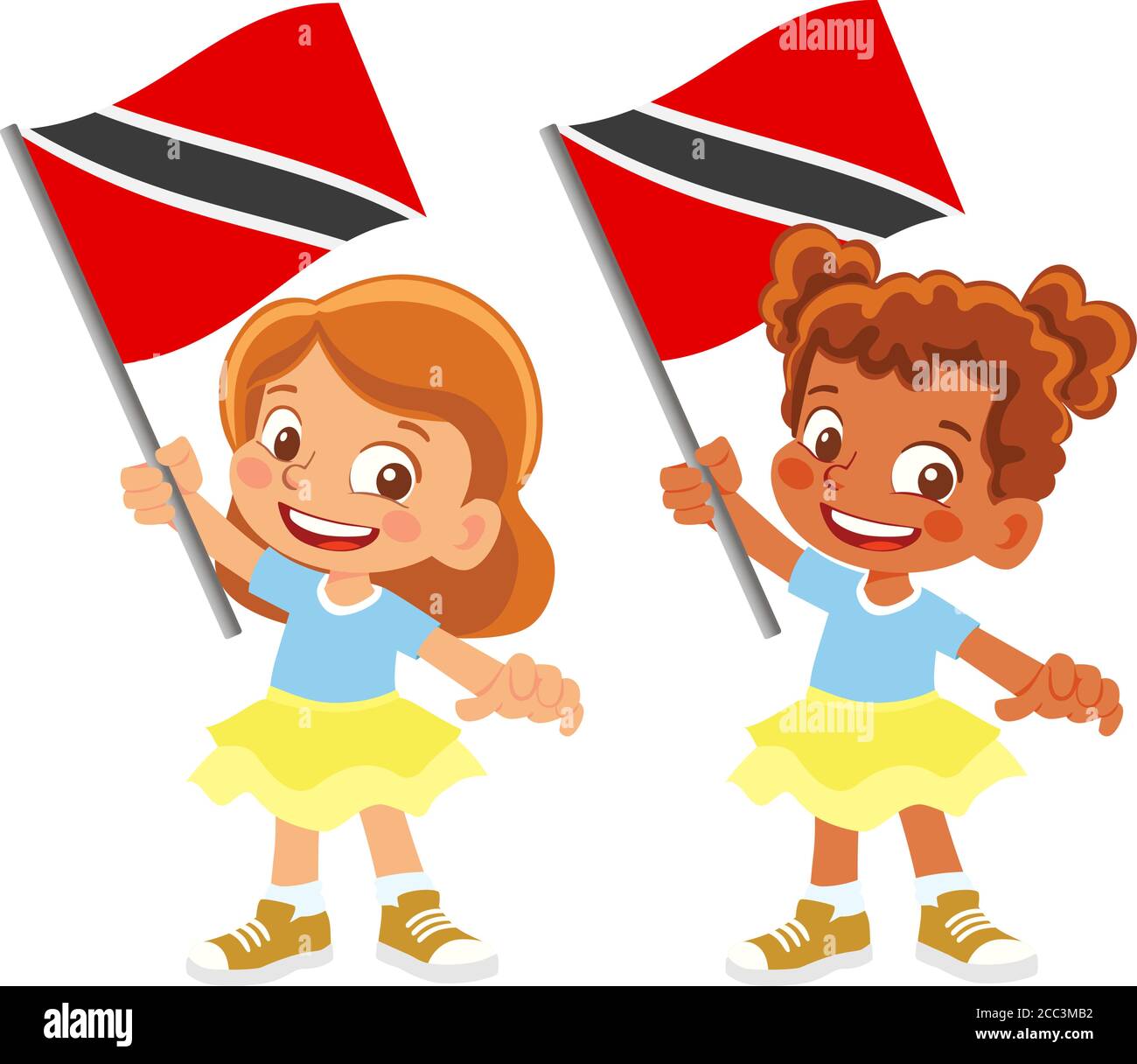 Trinidad and Tobago flag in hand. Children holding flag. National flag ...