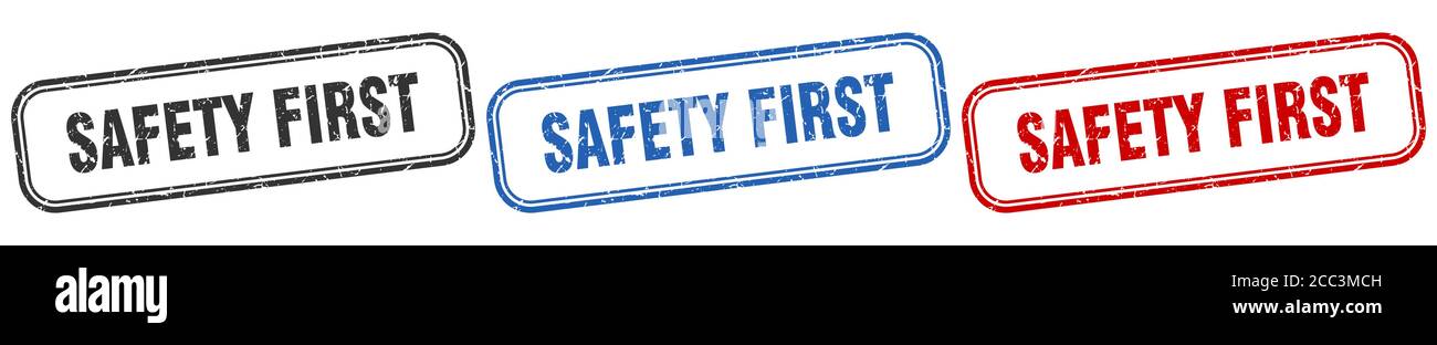 safety first square isolated sign set. safety first stamp Stock Vector ...