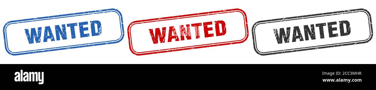 wanted square isolated sign set. wanted stamp Stock Vector Image & Art ...