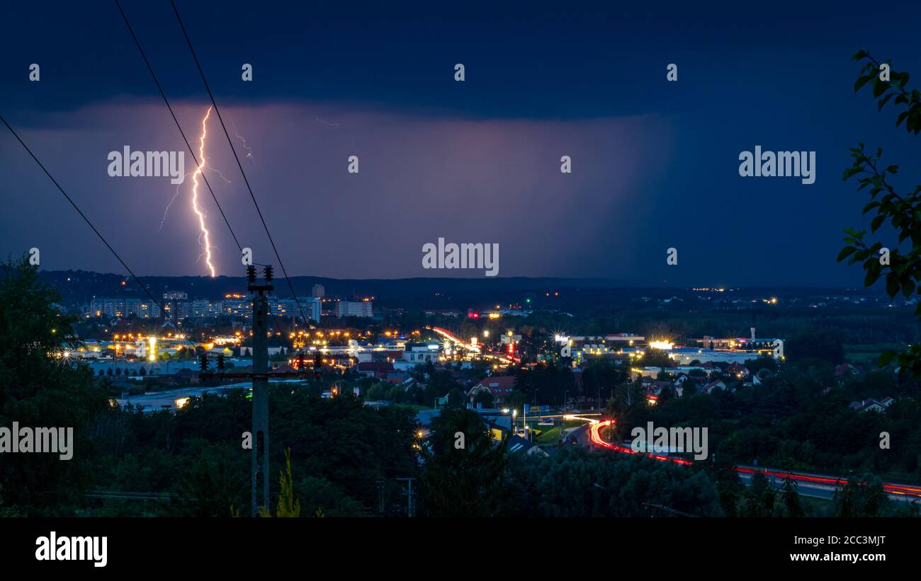 Electric night lightning over city hi-res stock photography and images ...