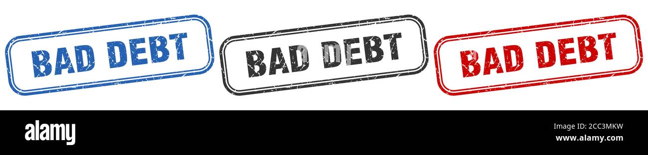 bad debt square isolated sign set. bad debt stamp Stock Vector Image ...