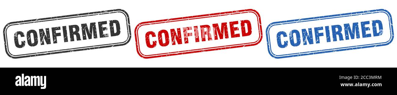 confirmed square isolated sign set. confirmed stamp Stock Vector Image ...
