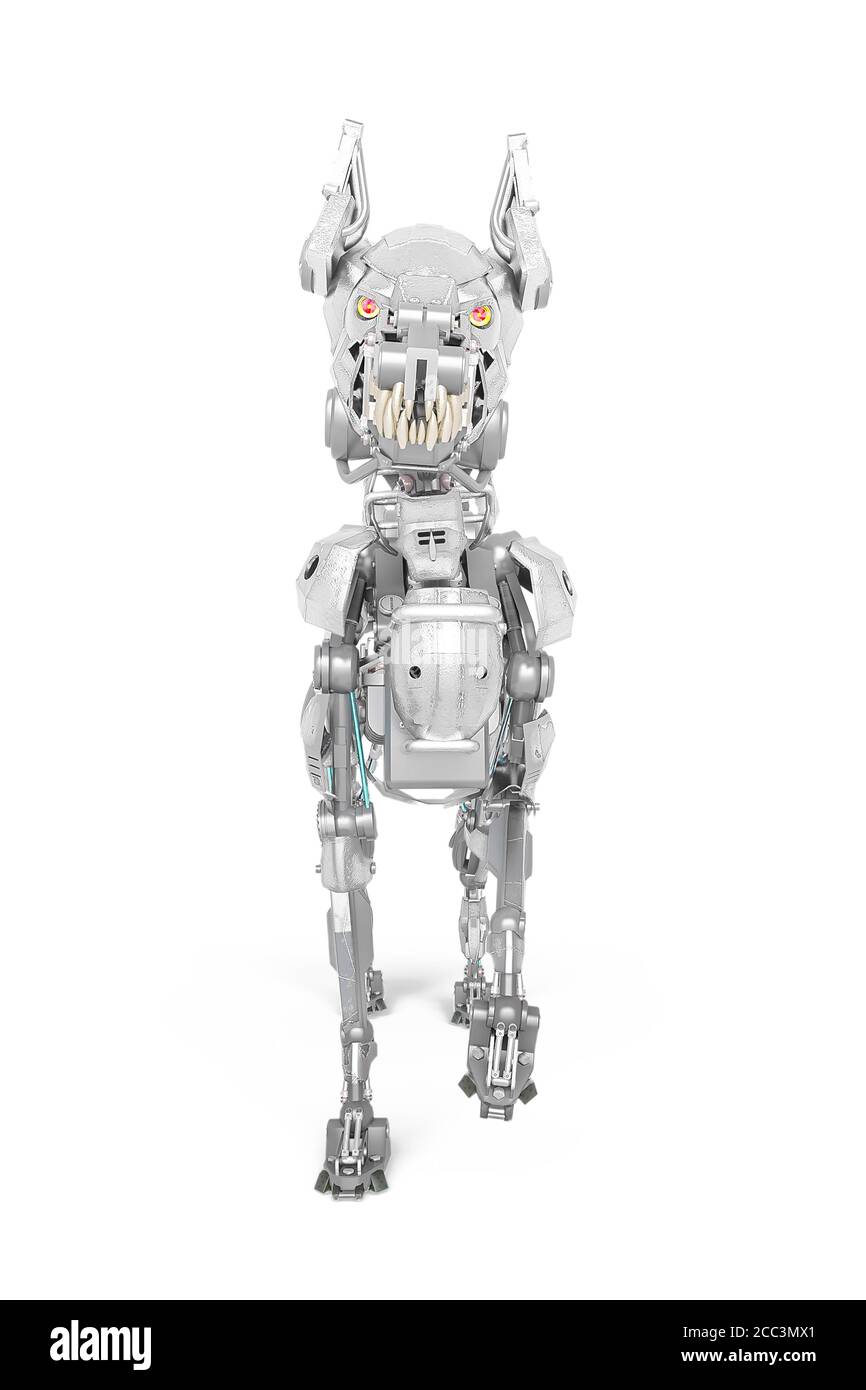 cyber security dog is on alert in white background, 3d illustration ...