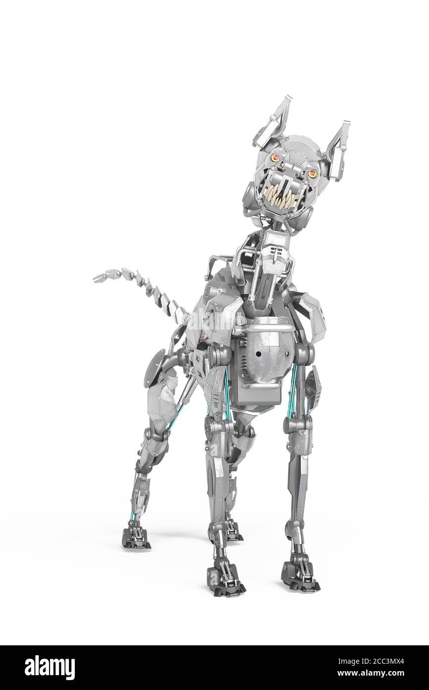 cyber security dog is facing you in white background, 3d illustration ...