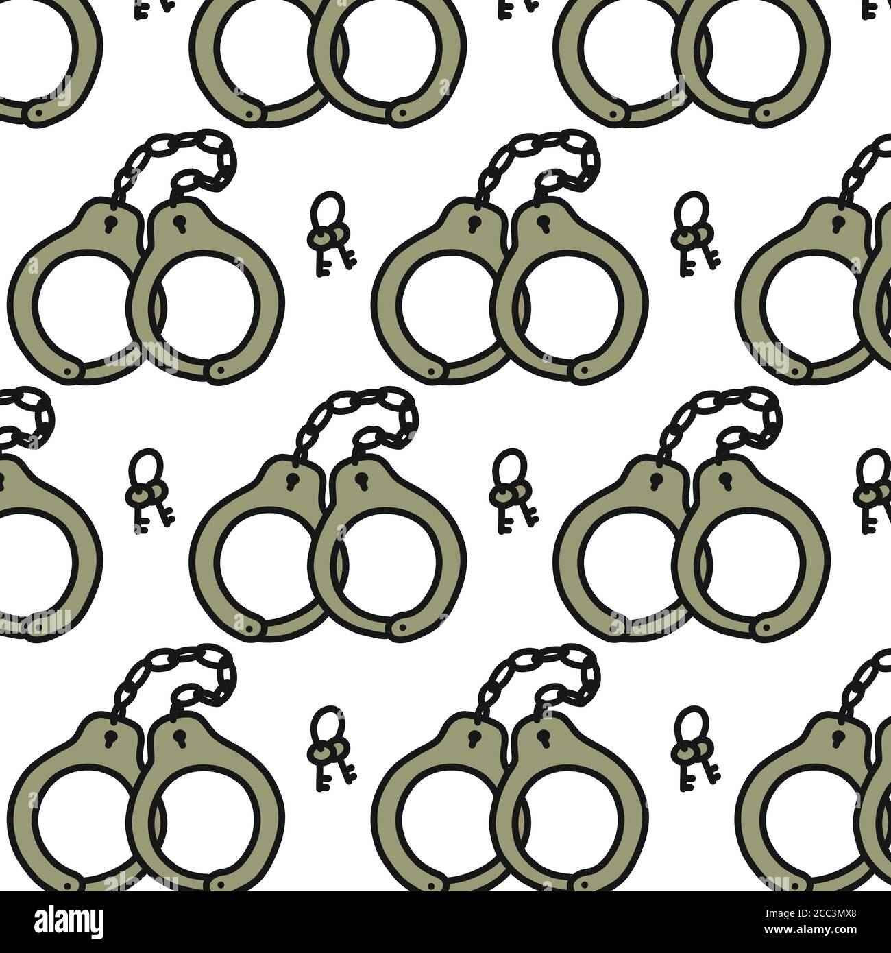 handcuffs seamless doodle pattern, vector illustration Stock Vector ...
