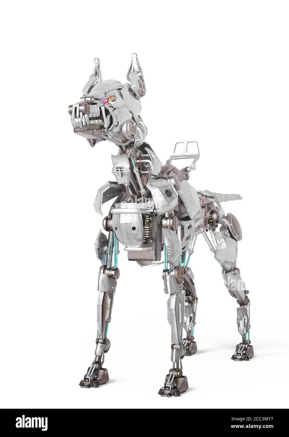 cyber security dog standing up in white background, 3d illustration ...
