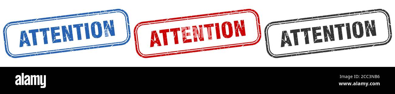 attention square isolated sign set. attention stamp Stock Vector Image ...