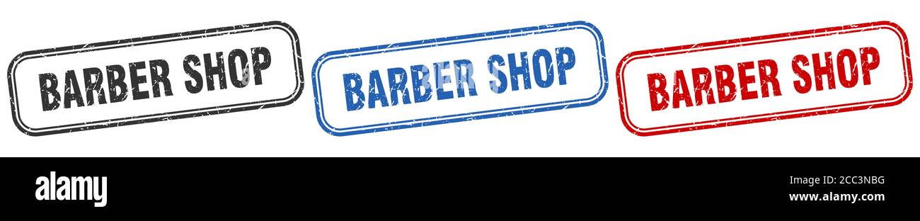 barber shop square isolated sign set. barber shop stamp Stock Vector ...