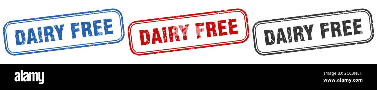 dairy free square isolated sign set. dairy free stamp Stock Vector ...