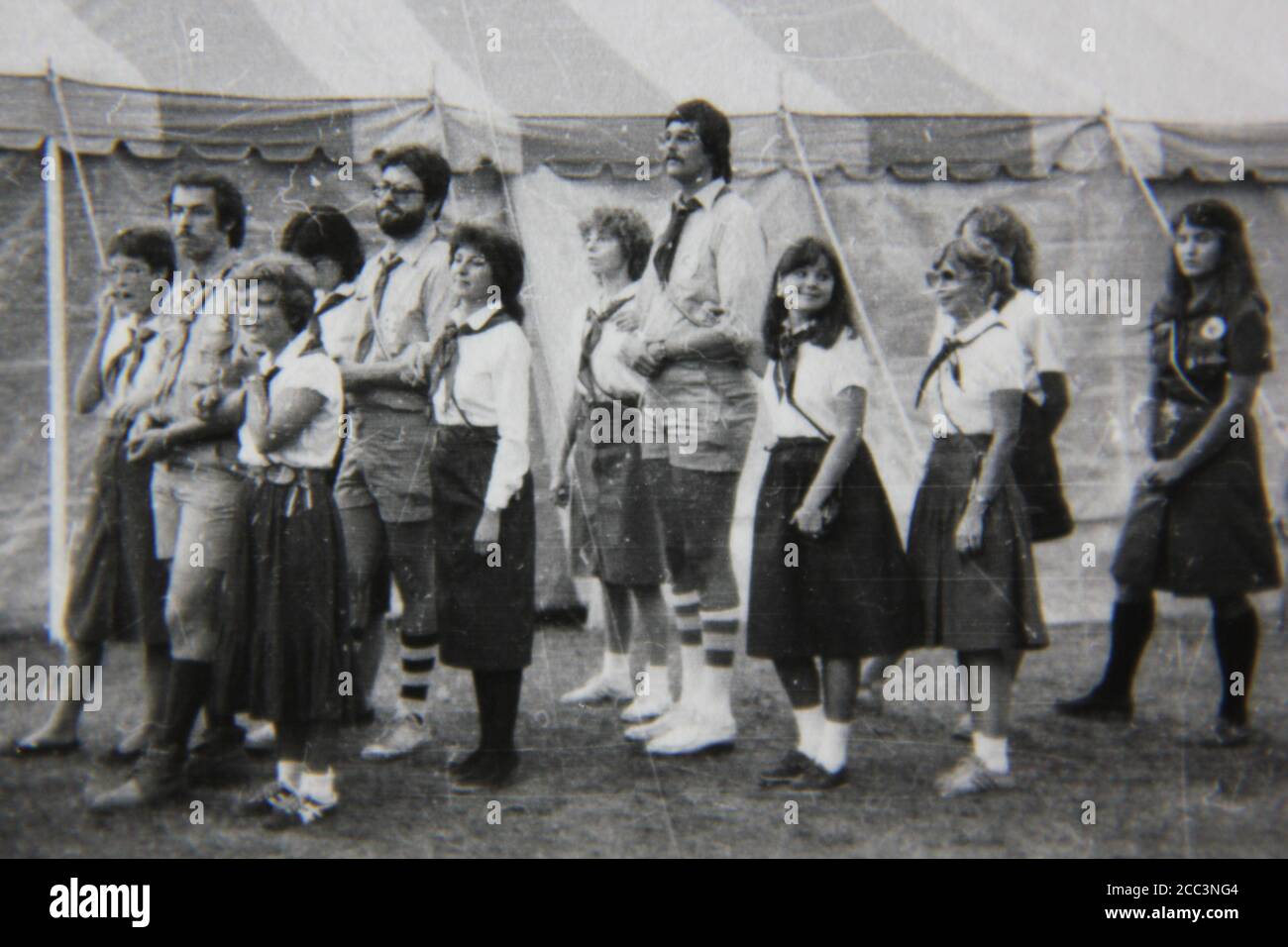 Fine 1970s vintage black and white photography of girl scouts marching ...