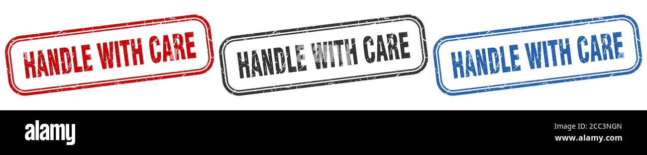 handle with care square isolated sign set. handle with care stamp Stock ...
