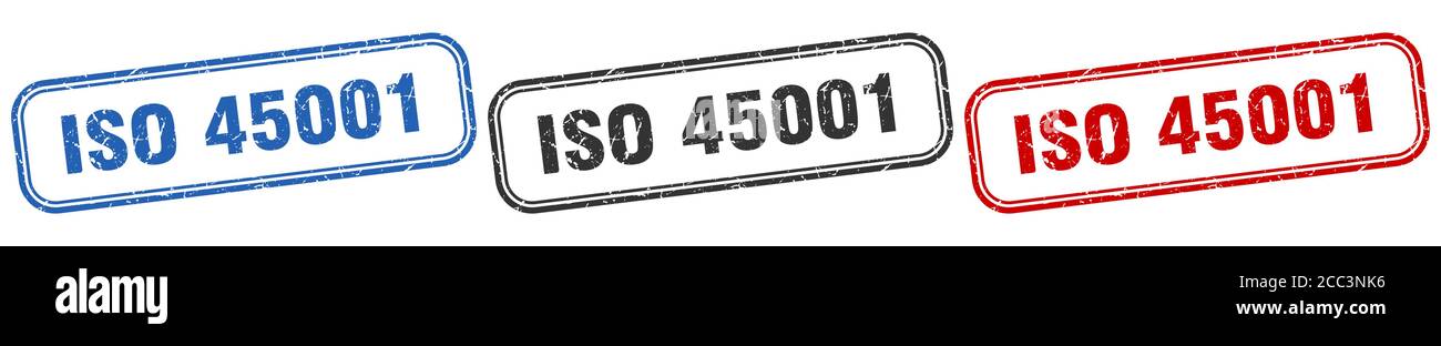iso 45001 square isolated sign set. iso 45001 stamp Stock Vector Image ...