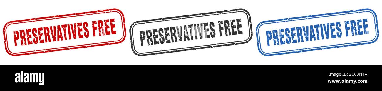 preservatives free square isolated sign set. preservatives free stamp ...
