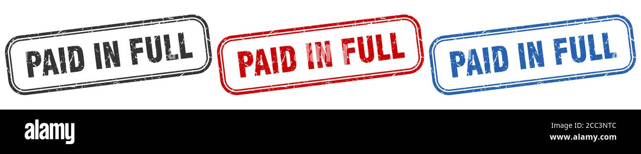 paid in full square isolated sign set. paid in full stamp Stock Vector ...
