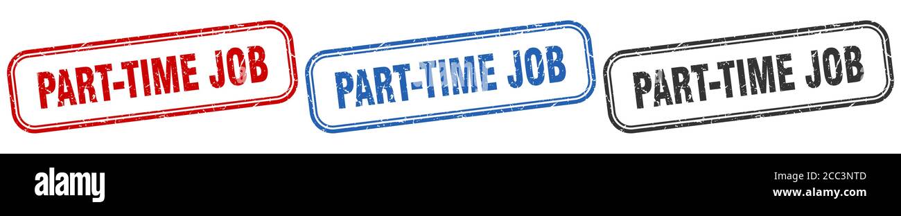 part-time job square isolated sign set. part-time job stamp Stock ...