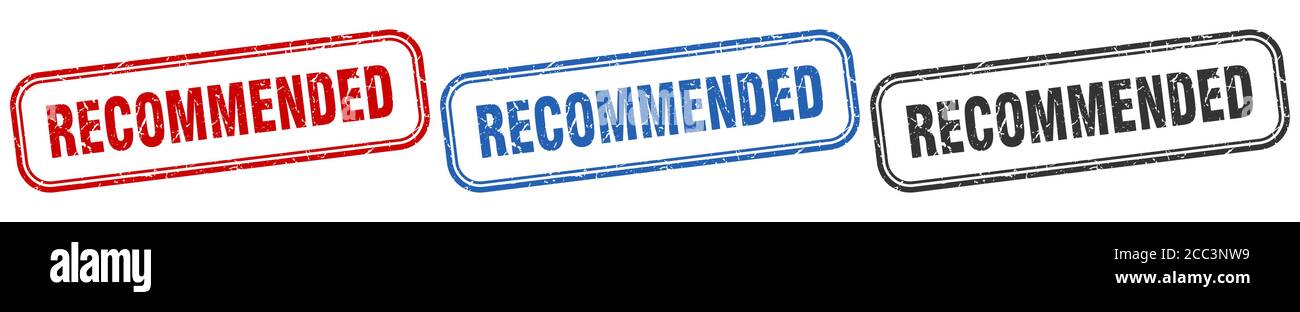 recommended square isolated sign set. recommended stamp Stock Vector ...