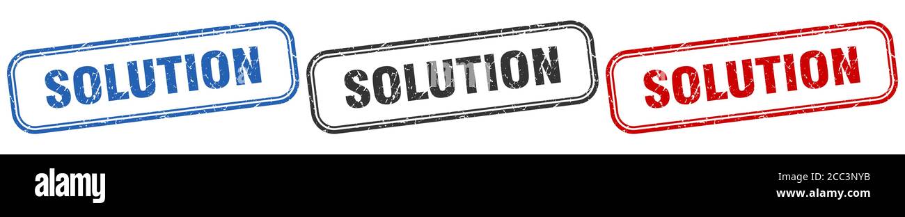 solution square isolated sign set. solution stamp Stock Vector Image ...