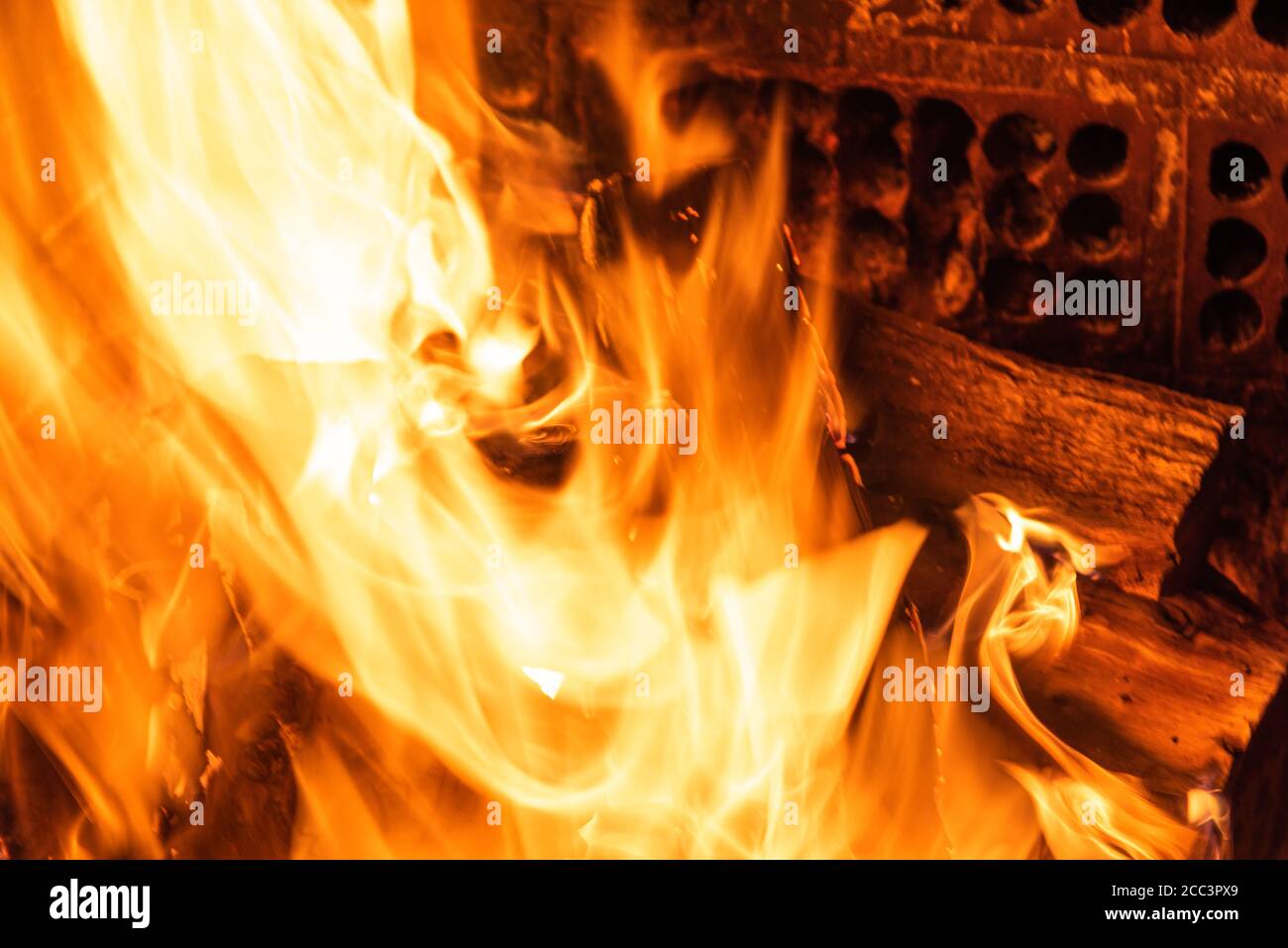 Flames of fire. Barbecue and roasting pan. Fire for roasting barbecue ...