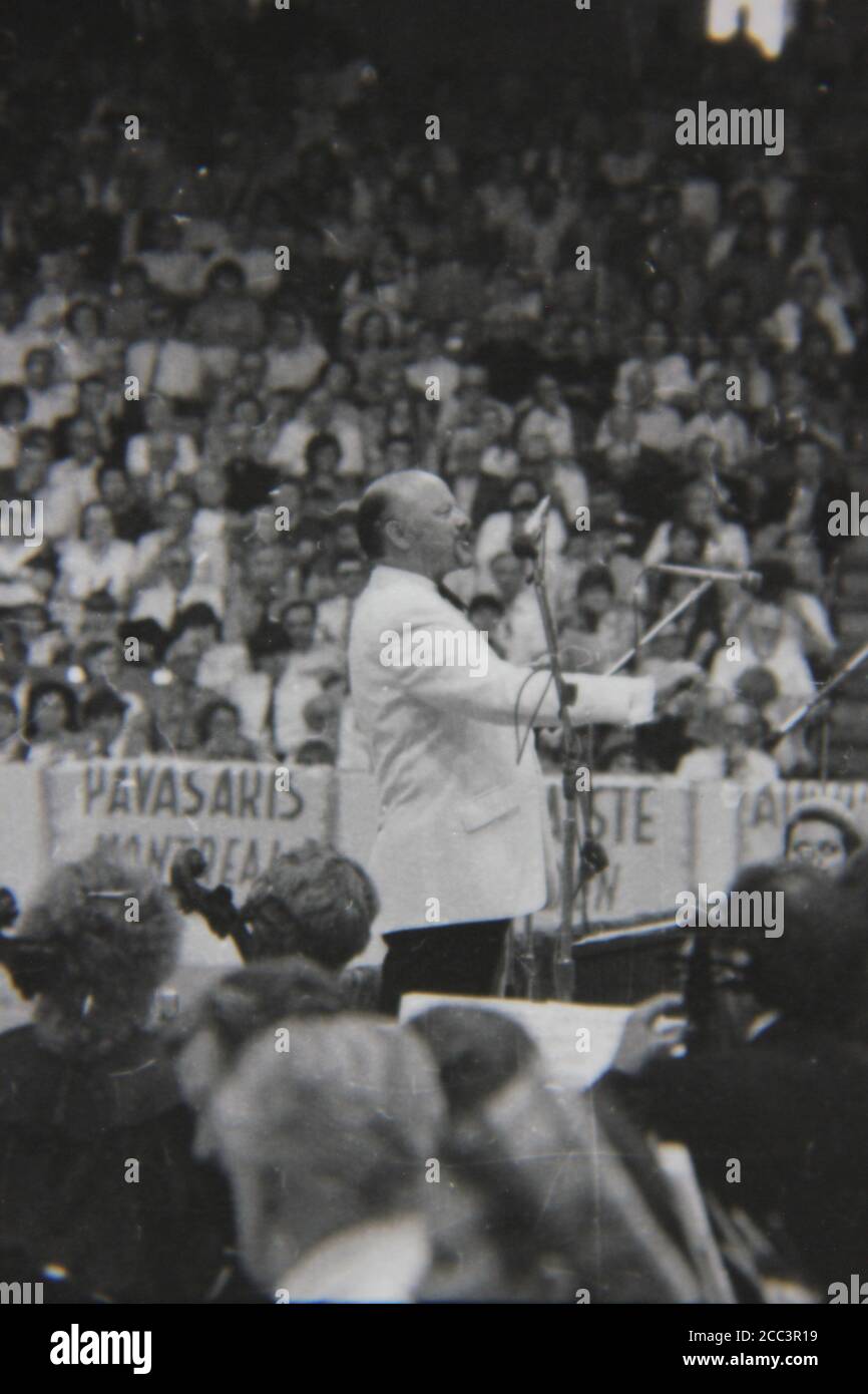 Fine 1970s vintage black and white photography of a conductor wearing a ...