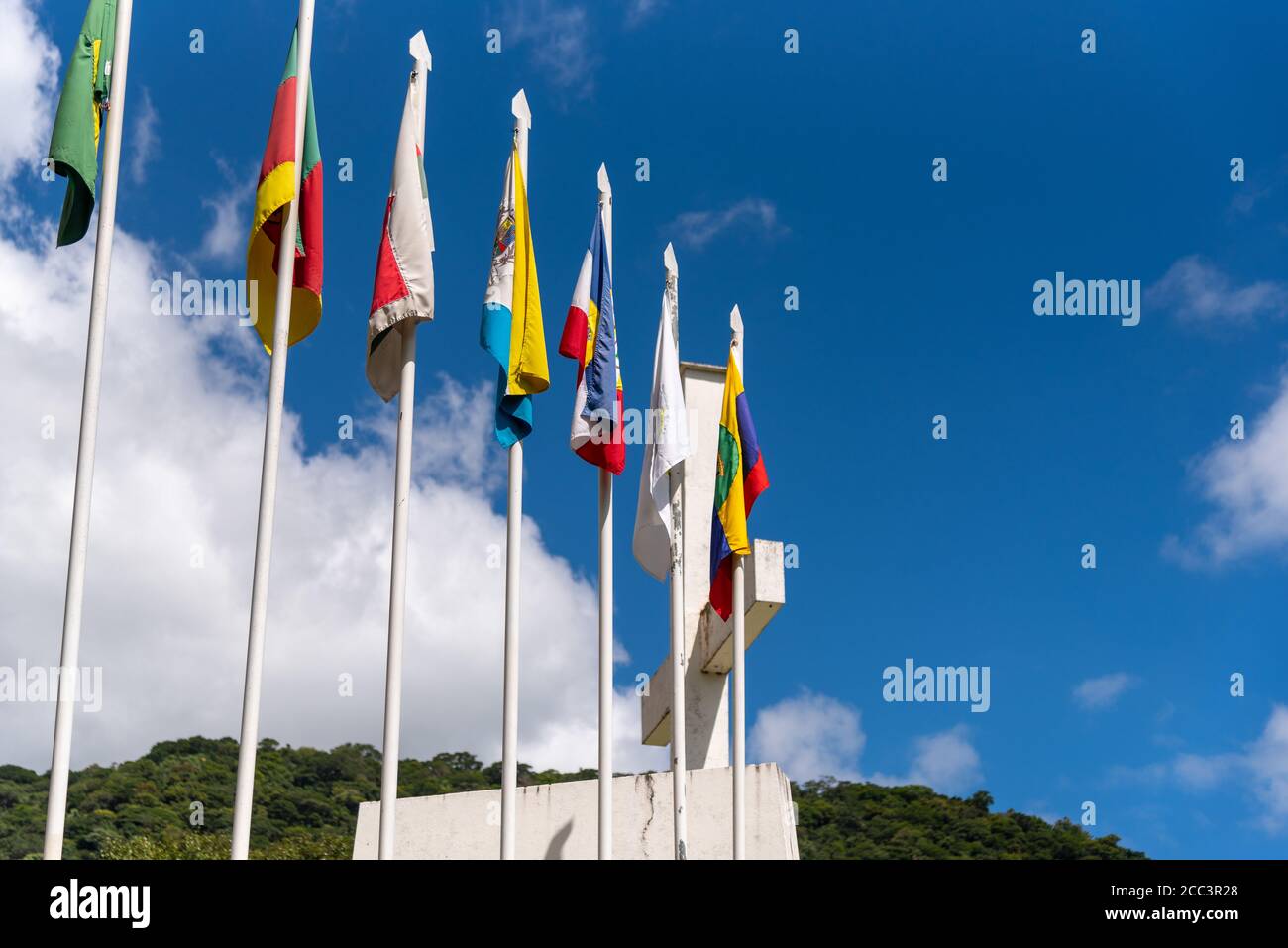 Flags of the Monument to the Italian Immigrant, erected in honor of the ...