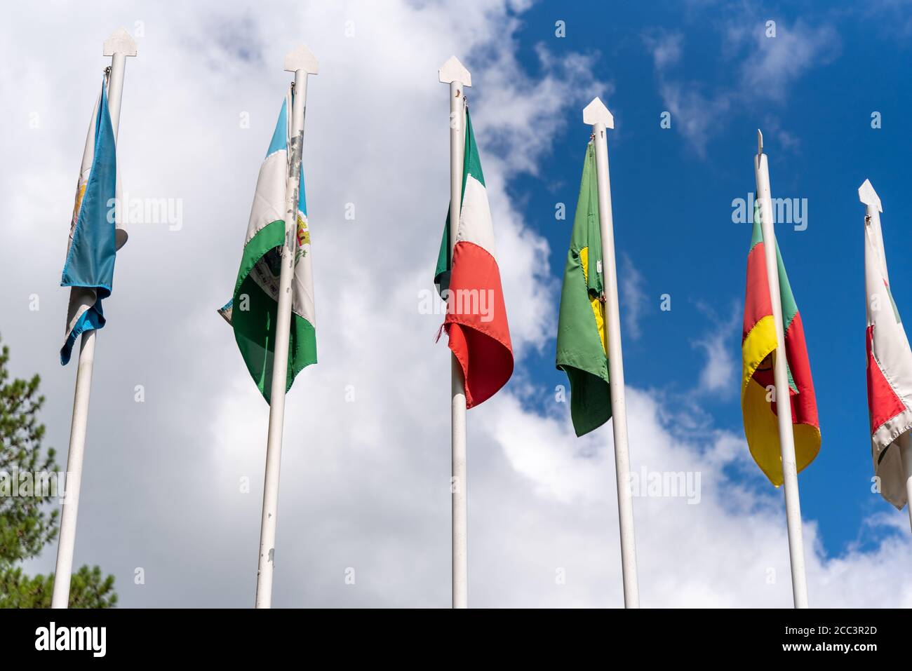 Flags of the Monument to the Italian Immigrant, erected in honor of the ...