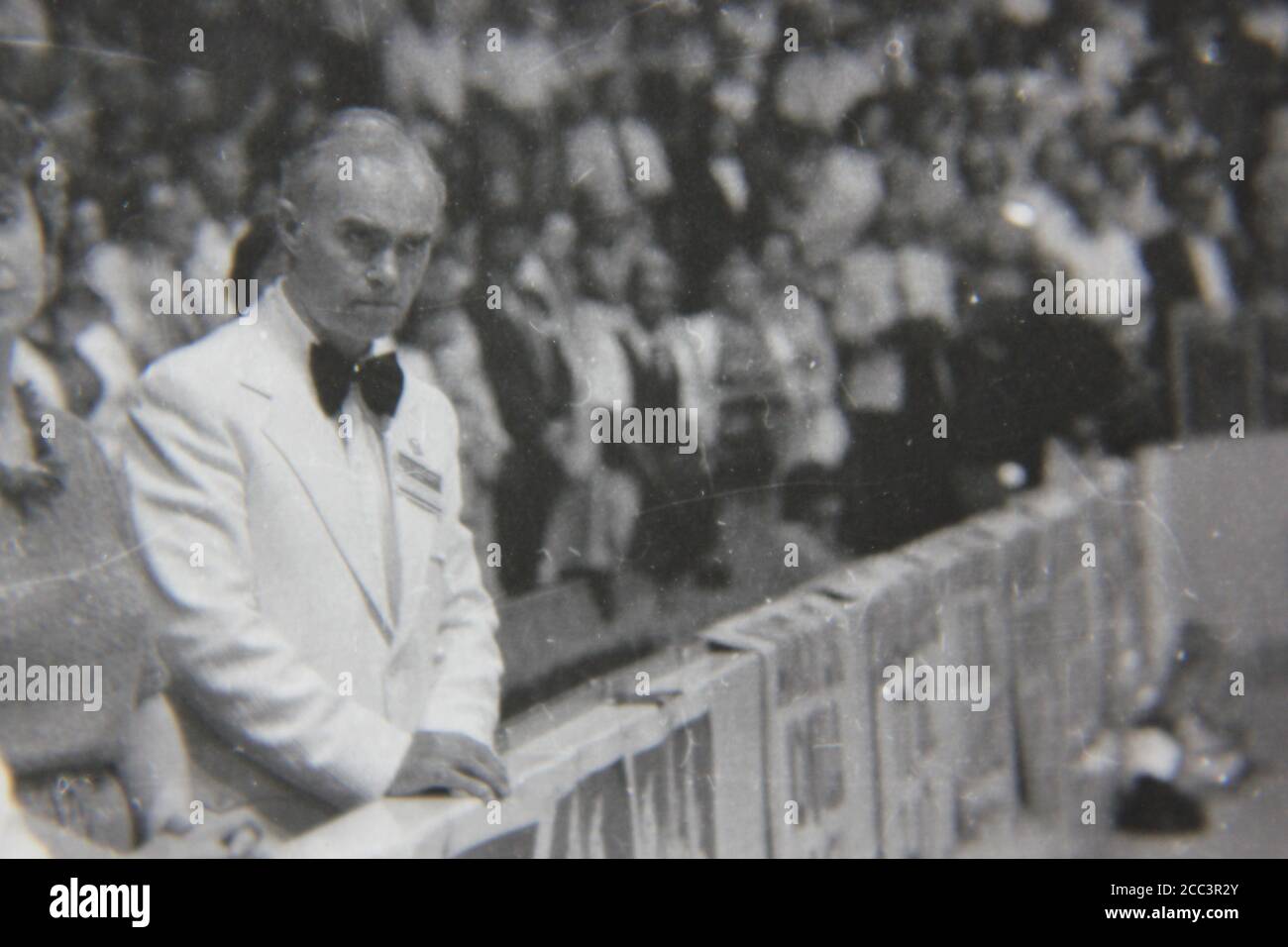 Fine 1970s vintage black and white photography of a conductor wearing a ...