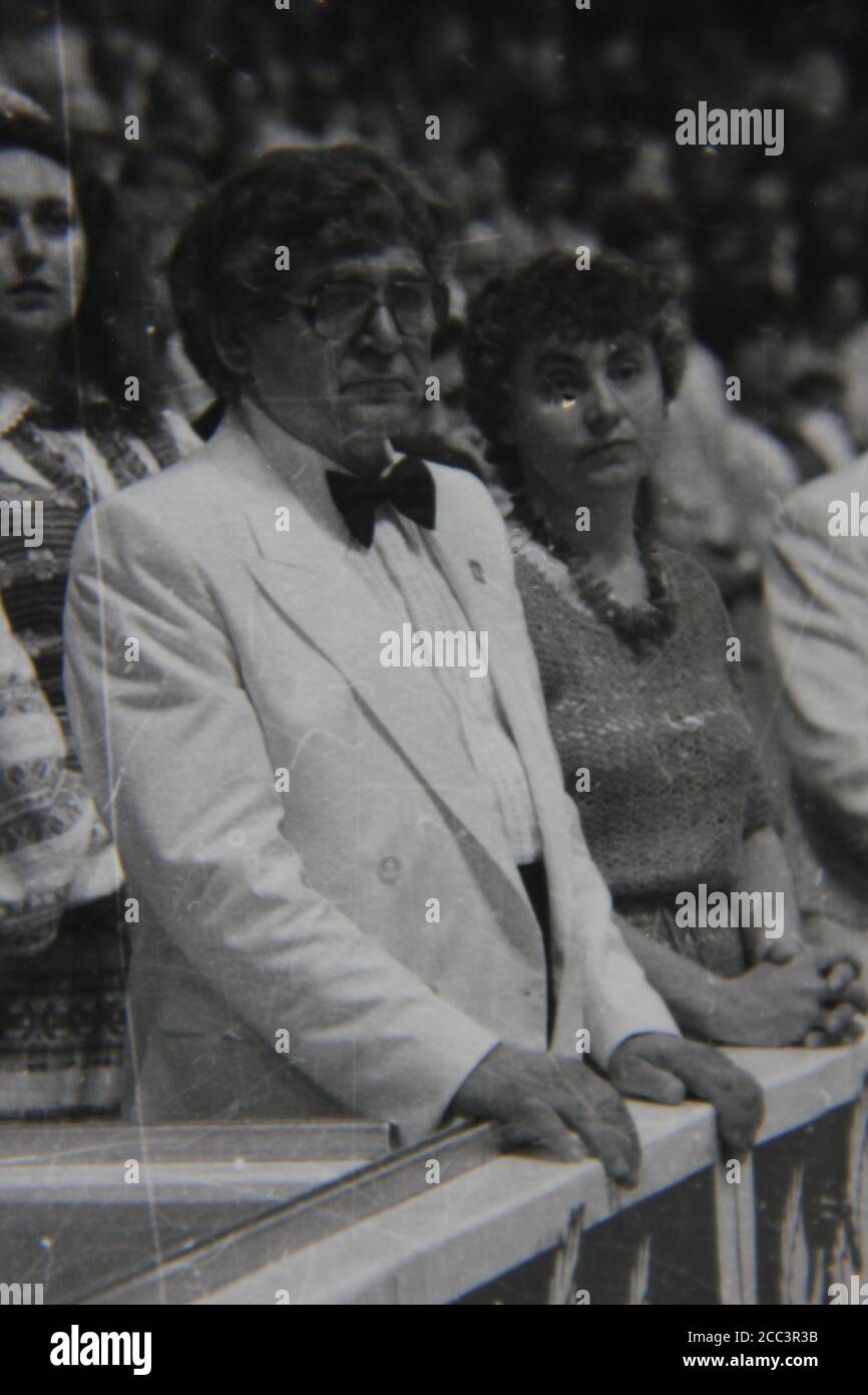 Fine 1970s vintage black and white photography of a conductor wearing a ...