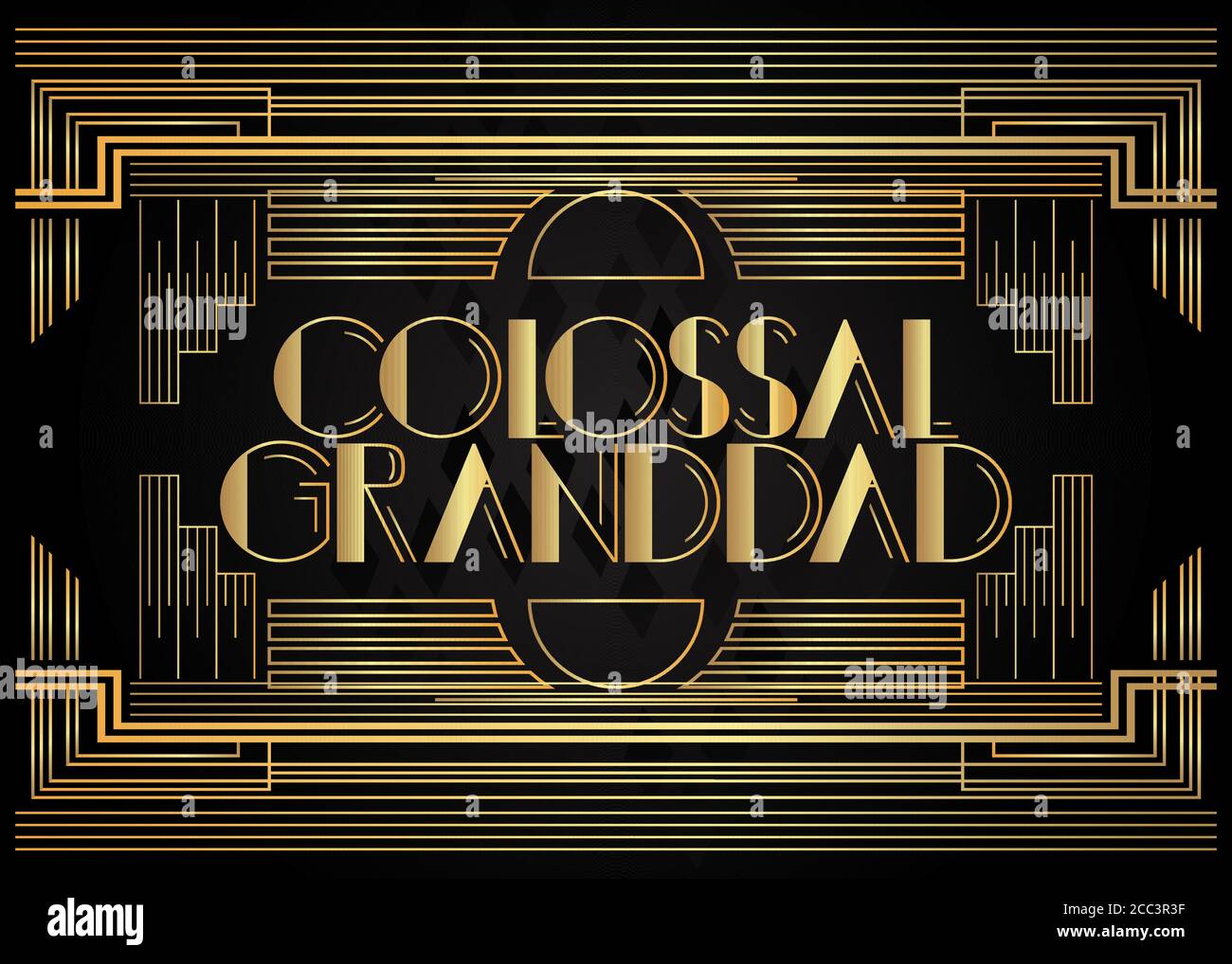 Retro Colossal Granddad text. Decorative greeting card, sign with ...