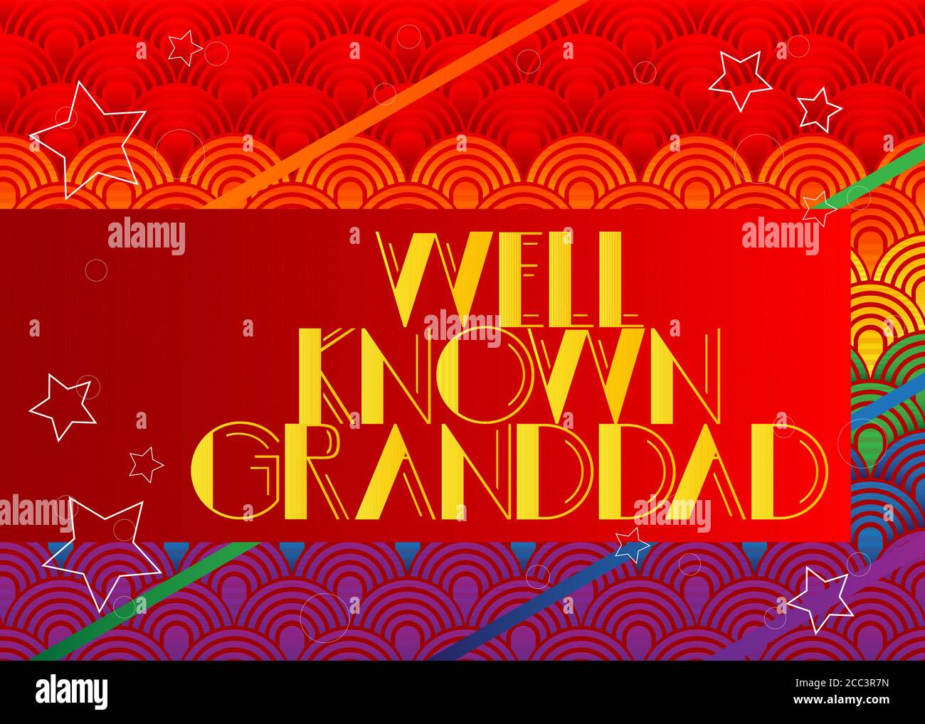 Retro Well Known Granddad text. Decorative greeting card, sign with ...