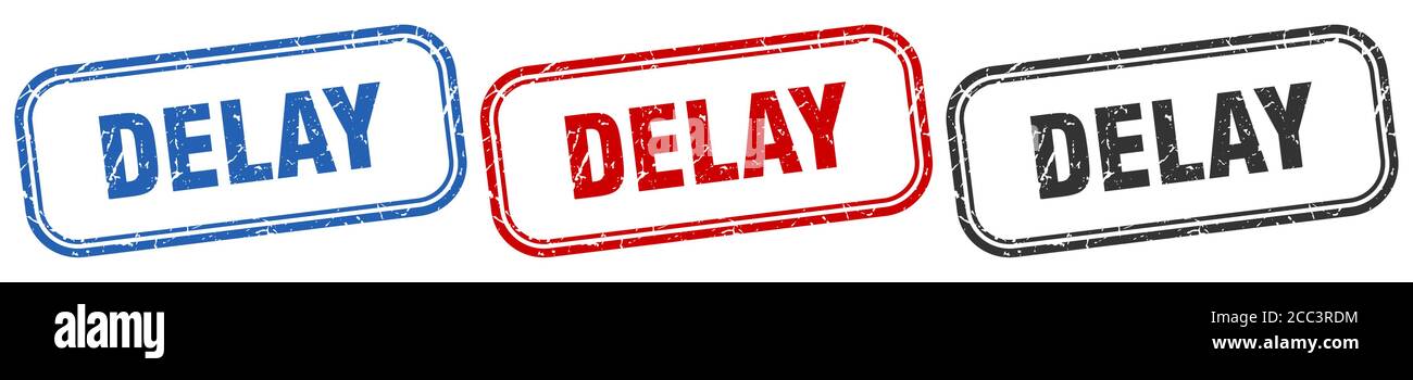 delay square isolated sign set. delay stamp Stock Vector Image & Art ...