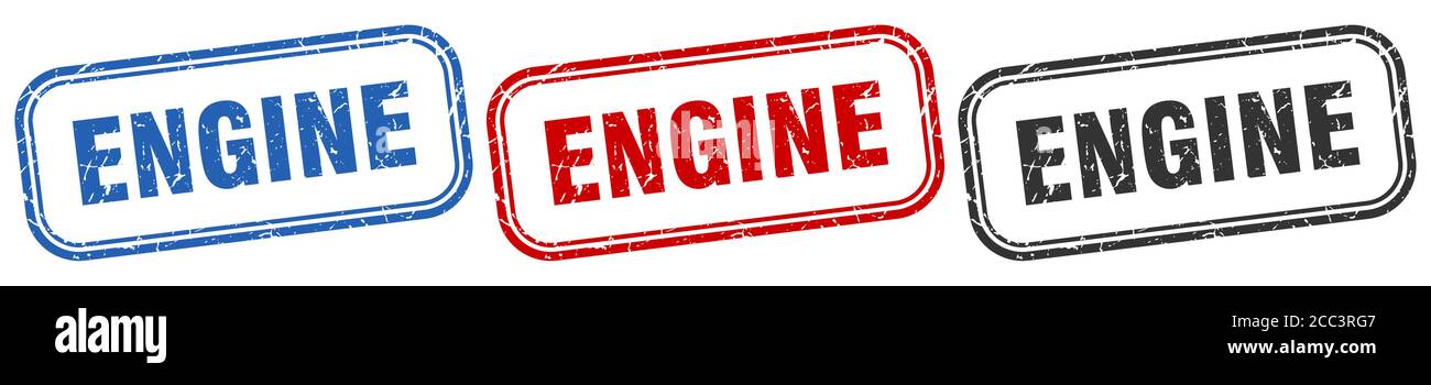 engine square isolated sign set. engine stamp Stock Vector Image & Art ...