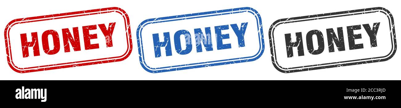 honey square isolated sign set. honey stamp Stock Vector Image & Art ...