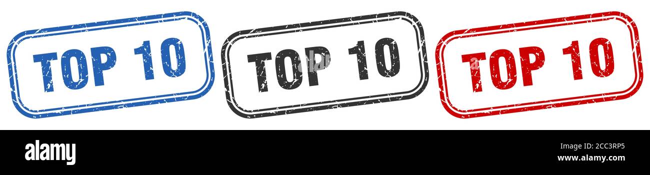 top 10 square isolated sign set. top 10 stamp Stock Vector Image & Art ...