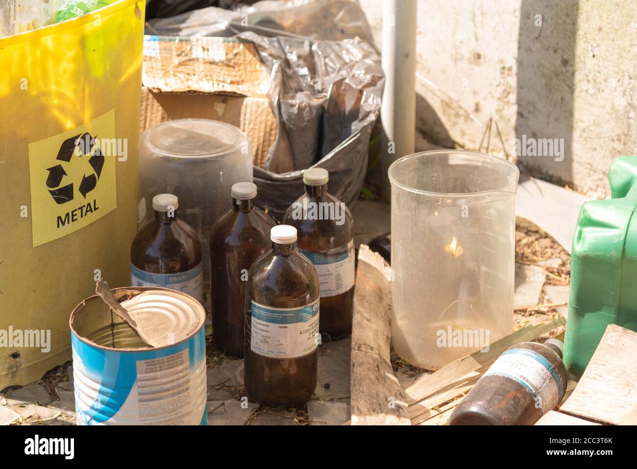 Toxic and corrosive material disposed irregularly in recyclable waste ...