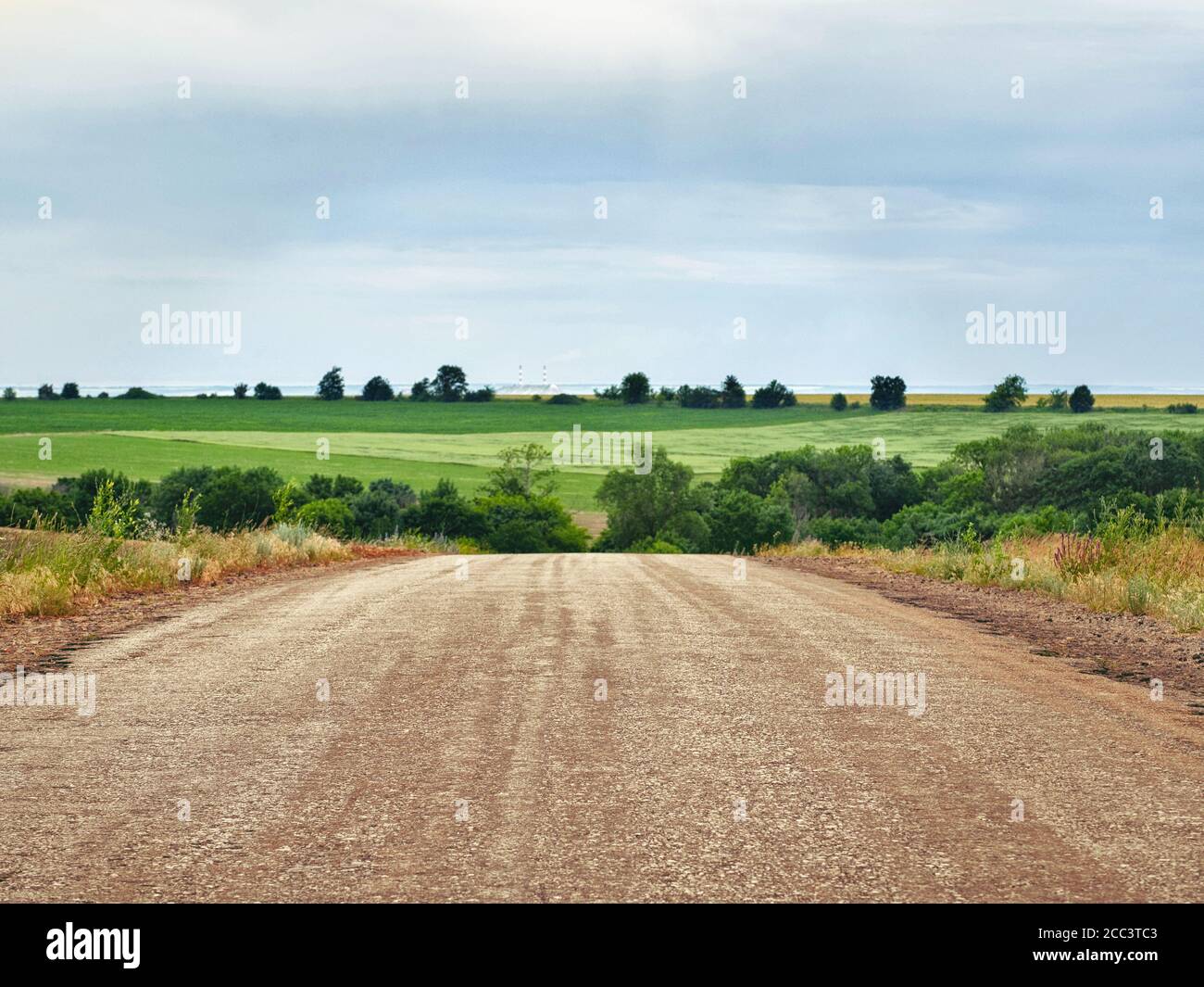 Asphalt road in countryside. Natural skyline with green landscape Stock ...