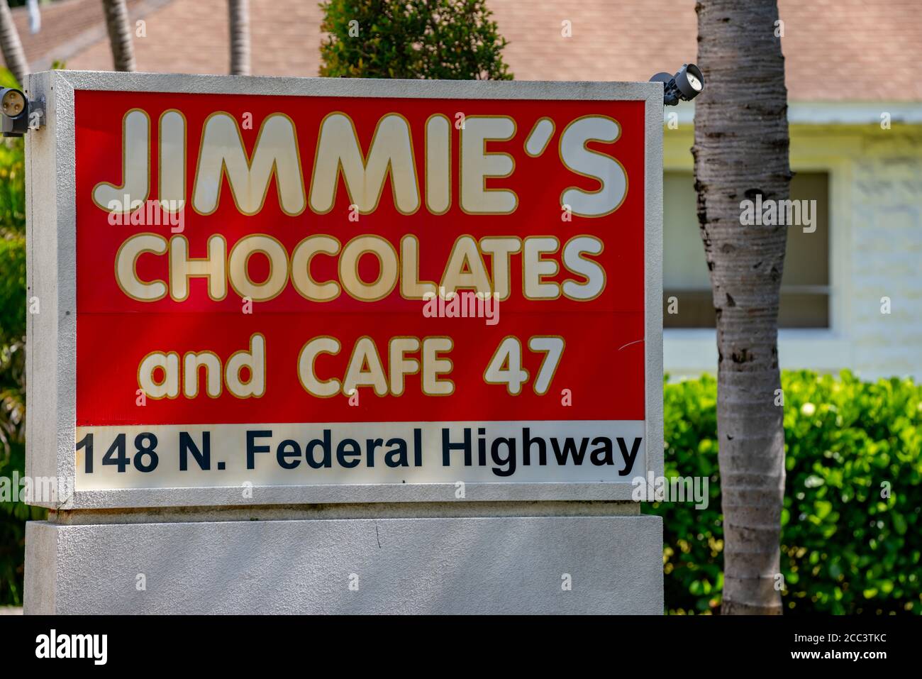 Jimmies Chocolates and Cafe sign Dania Beach FL USA Stock Photo - Alamy
